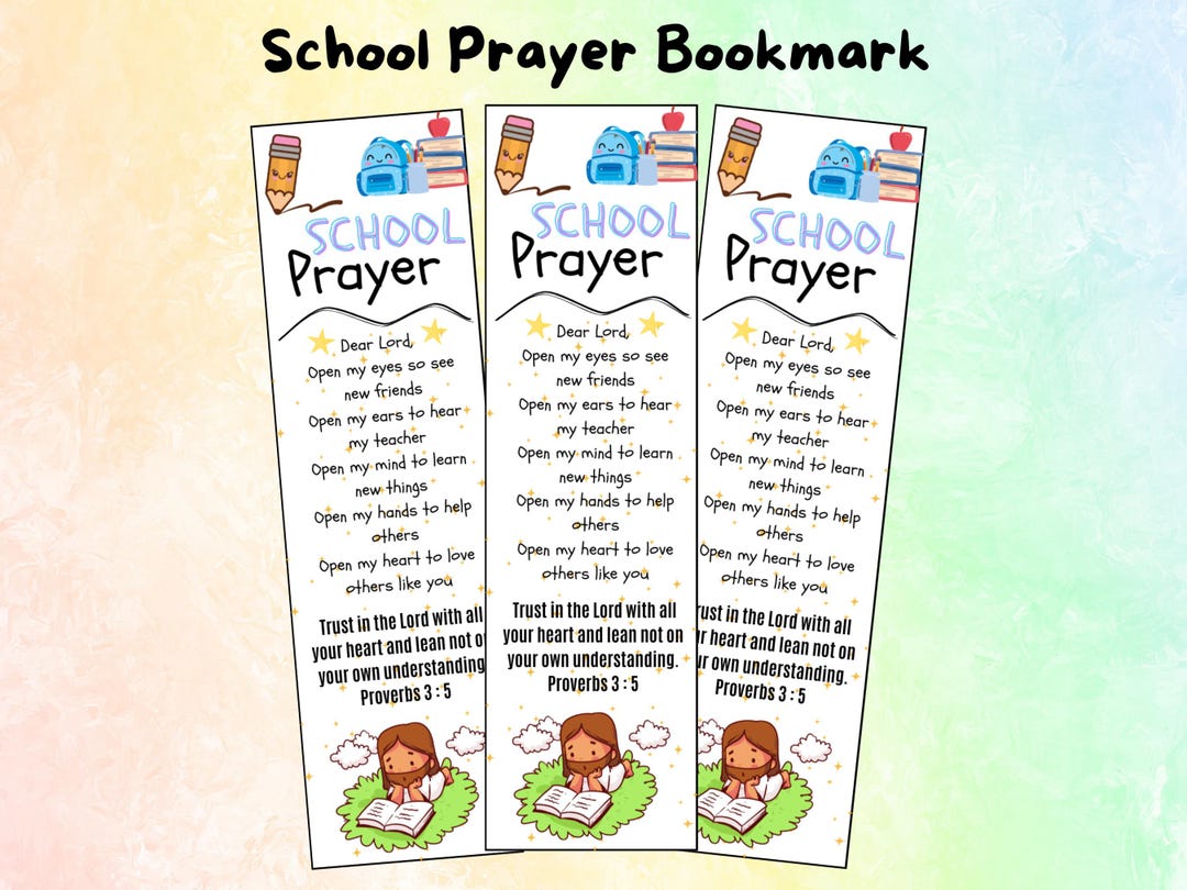 Back to School Prayer Printable Bookmark, Backpack Blessing, Blessing ...