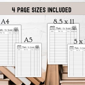 TBR List, Books to Read Tracker 4 Sizes Reading List, TBR Book ...