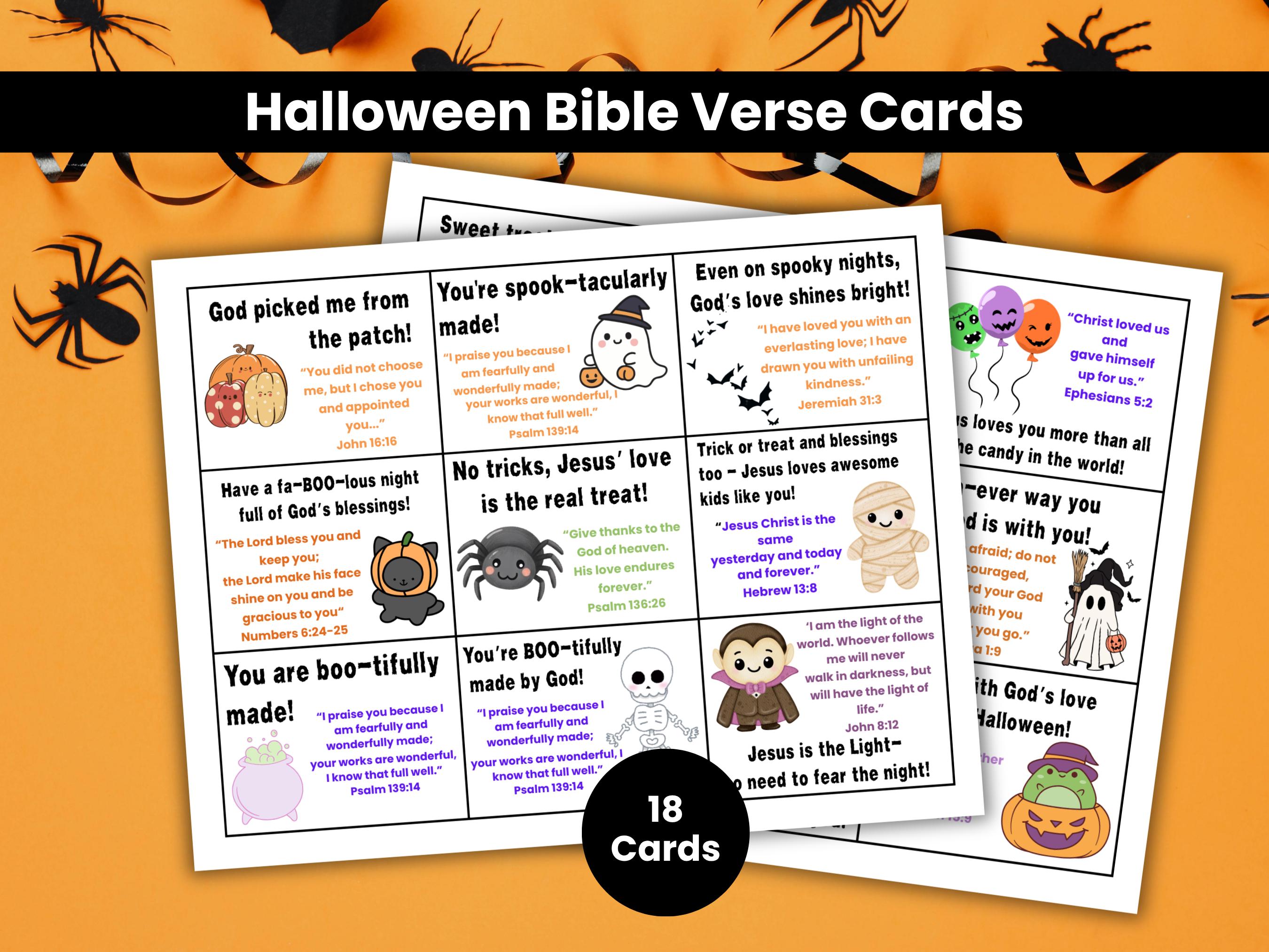Christian Halloween, Bible Verse Card for Trick or Treat, Sunday School ...