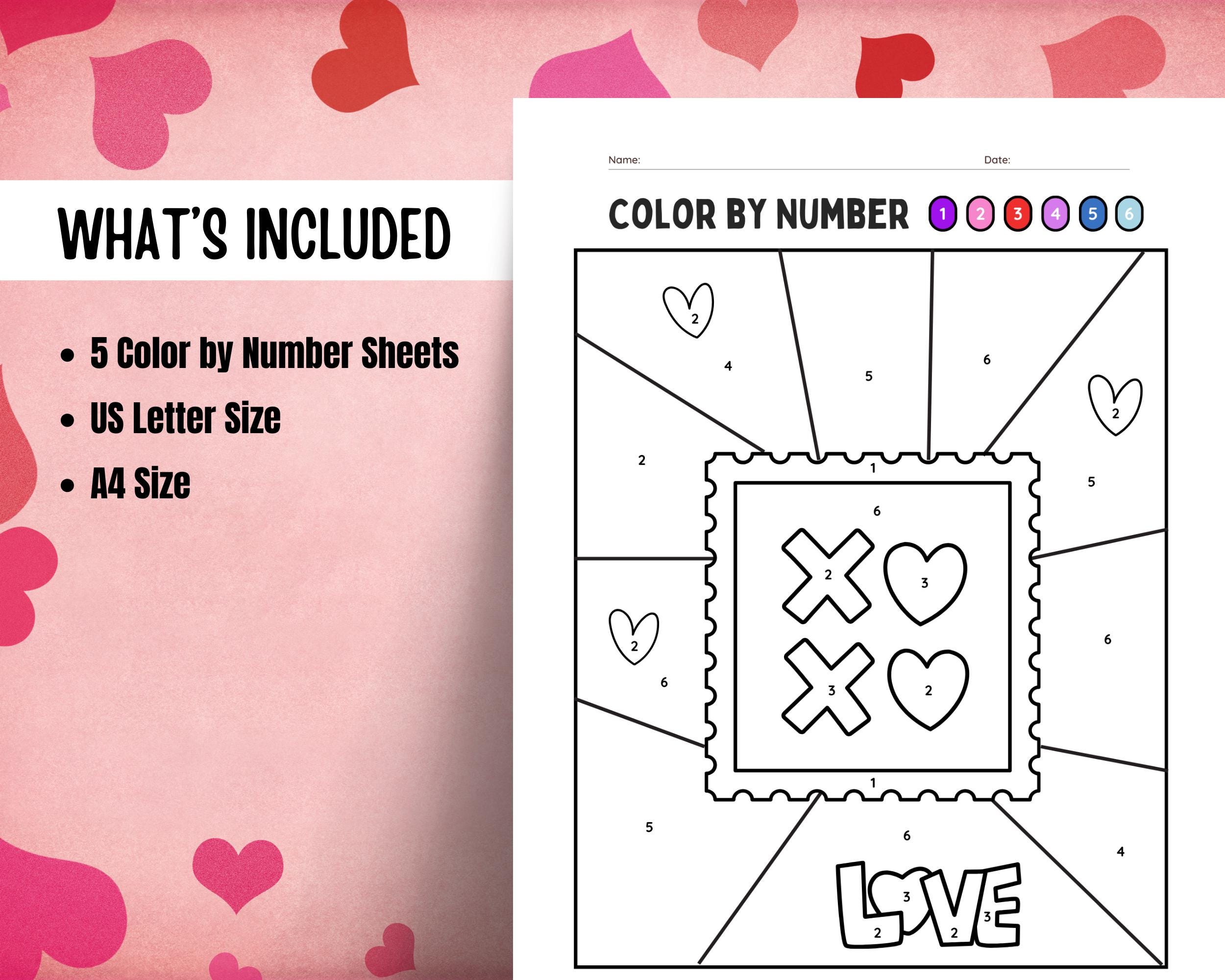 Valentine's Day Color by Number Pages, Classroom Activity (digital ...