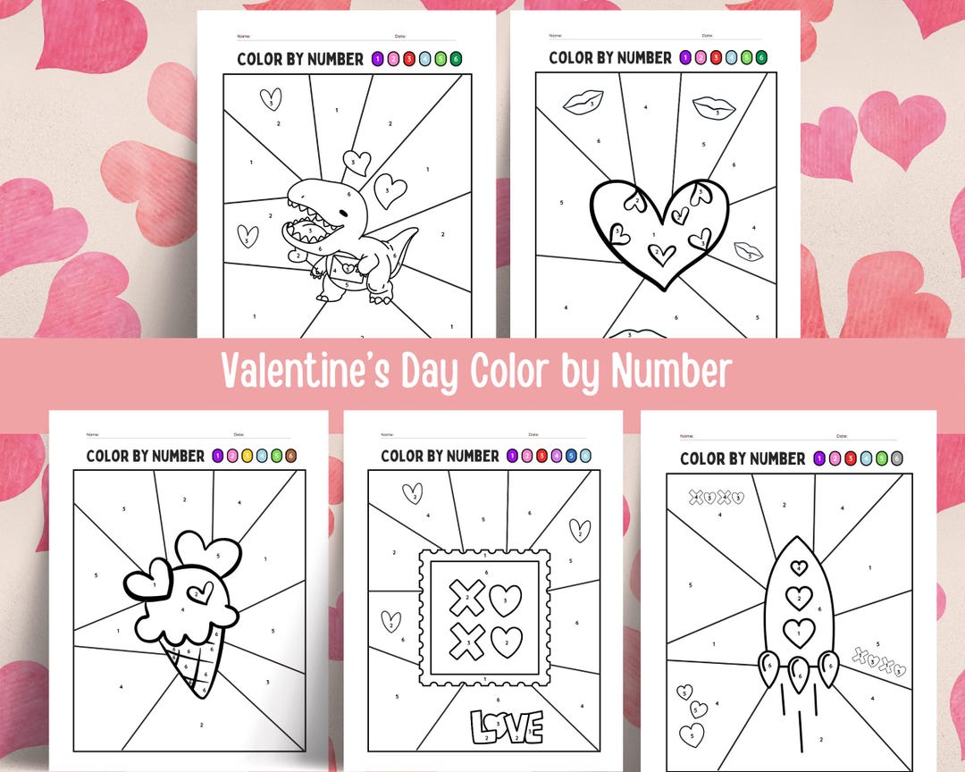 Valentine's Day Color by Number, Coloring Pages, Classroom Valentine ...