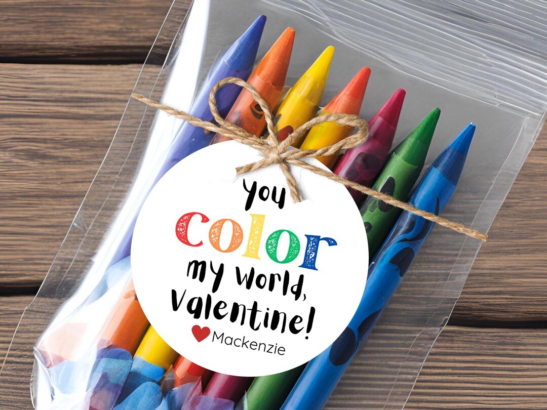 Printable Crayon Valentine Gift Tag, Classroom Valentine, Non Candy ...