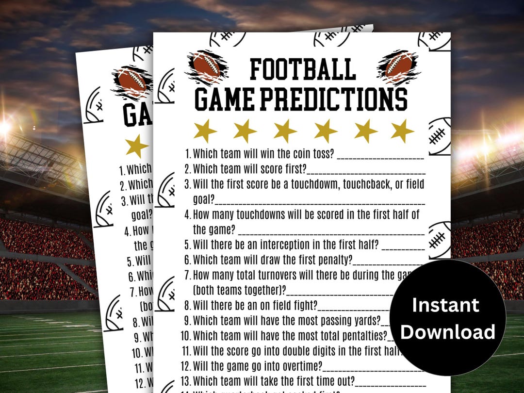 Football Game Predictions, Football Guessing Game, Party Games for the ...