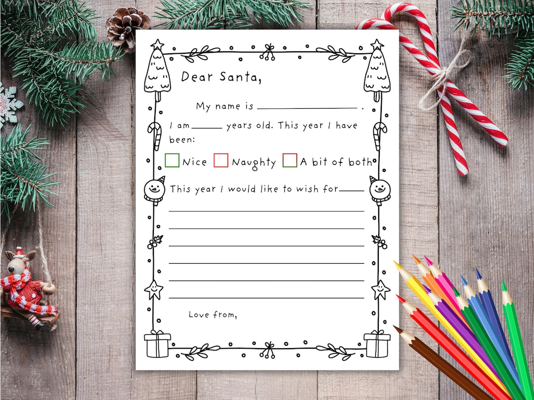 Letter to Santa Printable, Christmas Wish List (digital Download) - Etsy