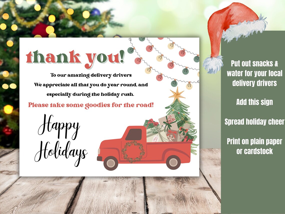 Delivery Driver Snack Sign, Delivery Driver Thank You Sign, Mailman ...