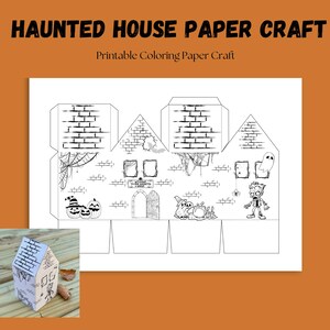 Spooky Halloween Haunted House Printable - DIY 3D Craft, Coloring Page ...