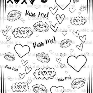 Printable Kiss Me, Coloring Art Page - Etsy