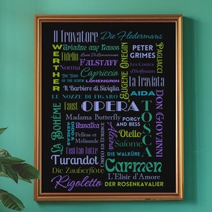 Opera Lover Poster, Famous Operas Print, Music Room Decor, Gift for ...