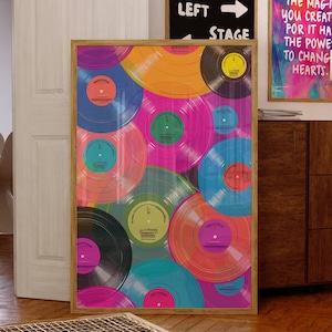 Preppy Vinyl Record Poster, Retro Music Lover Wall Art, Maximalist ...