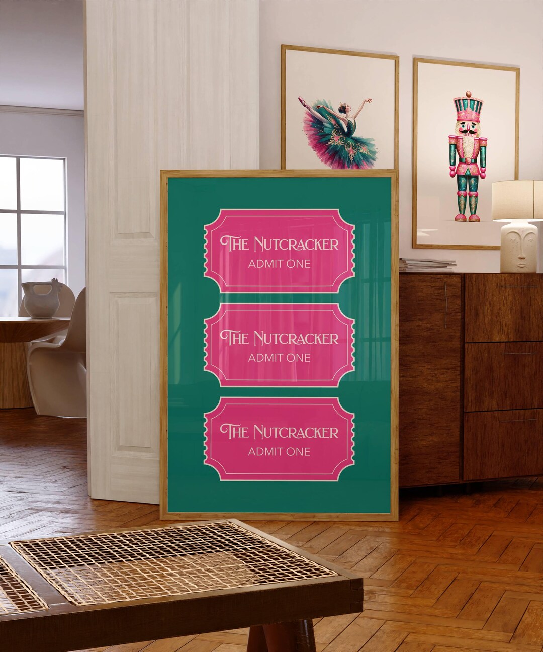 Nutcracker Ticket Print Set of 3, Trendy Christmas Digital Wall Art ...