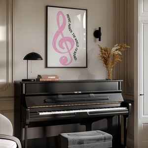 Retro Music Quote Poster, Treble Clef Music Room Decor, Music Education ...