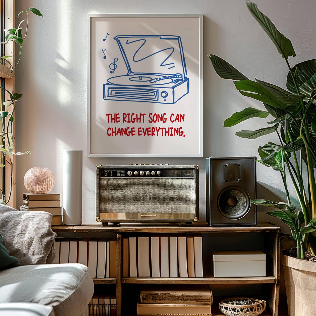 Retro Music Wall Art, Vinyl Record Poster, Music Room Decor, Music Note ...