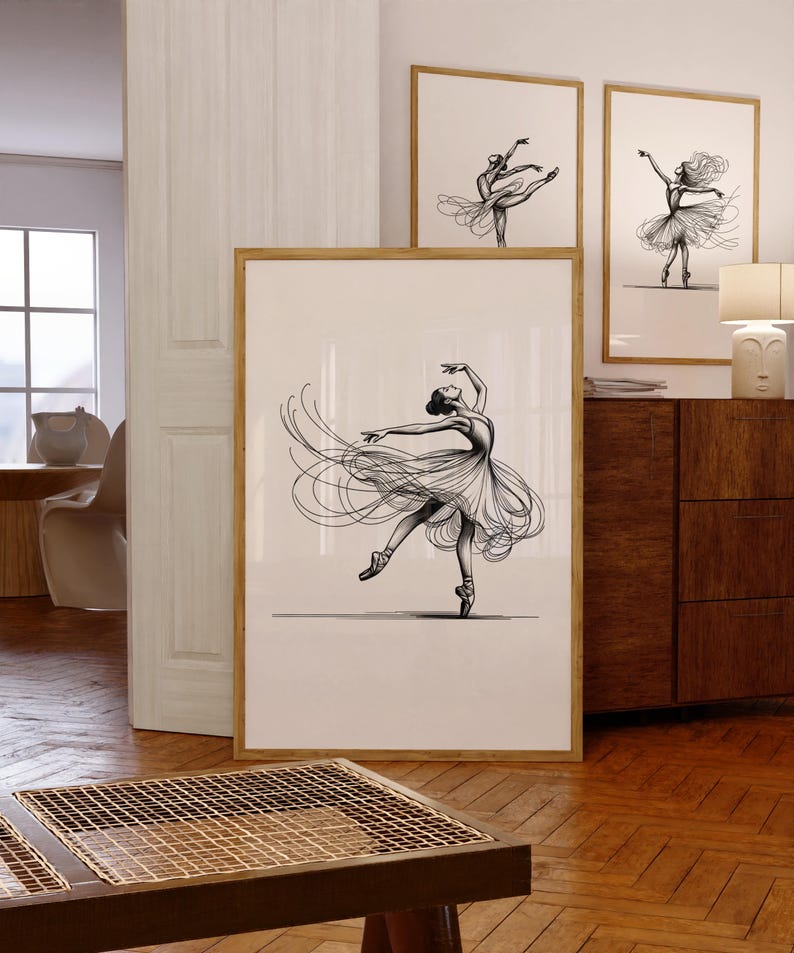 Set of 3 Ballerina Print, Three Piece Digital Wall Art Poster, Dance ...