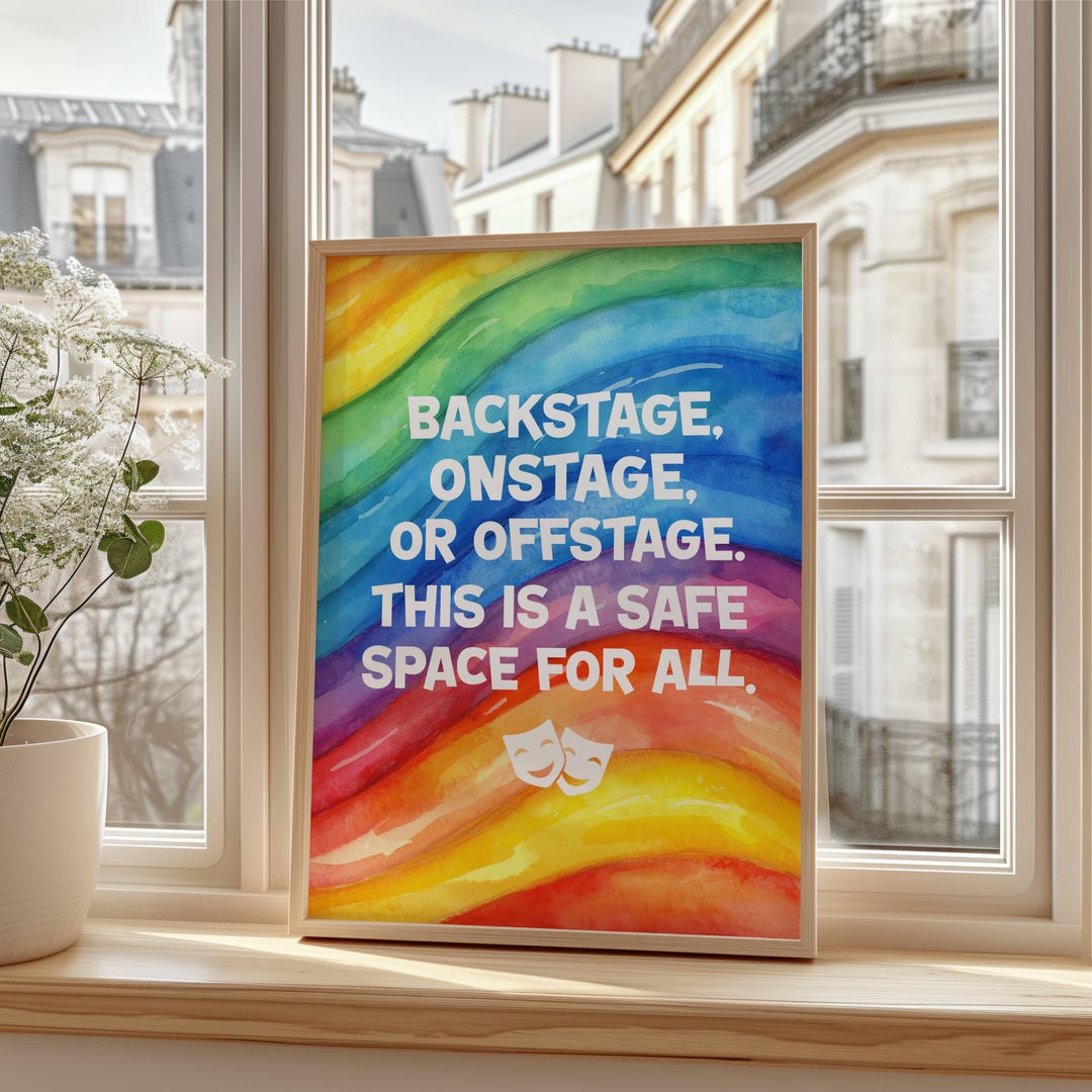 Safe Space Theatre Poster, LGBTQ Rainbow Pride Month Digital Wall Art ...