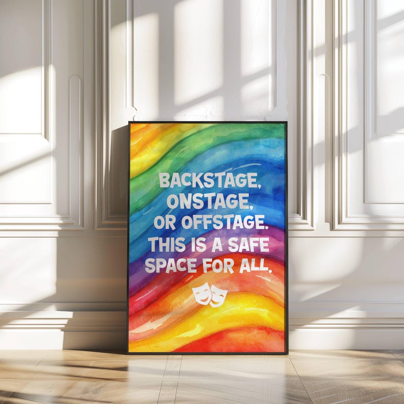 Safe Space Theatre Poster, LGBTQ Rainbow Pride Month Digital Wall Art ...
