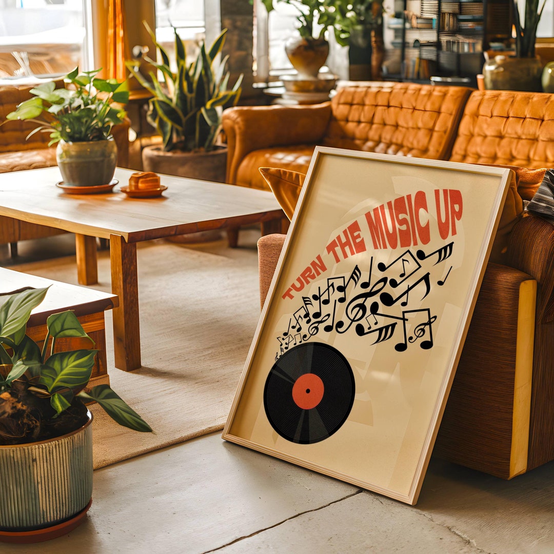 Retro Music Wall Art, Vinyl Record Poster, Music Room Decor, Music Note ...