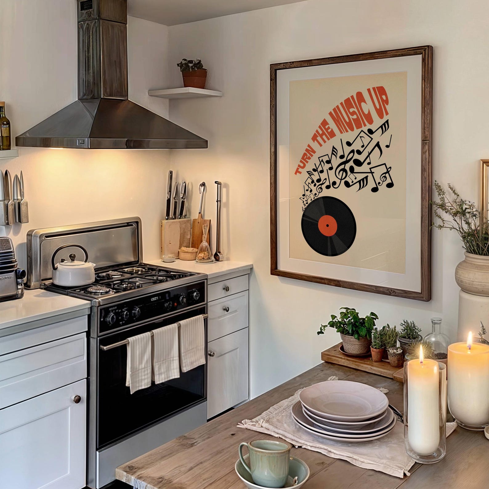 Retro Music Wall Art, Vinyl Record Poster, Music Room Decor, Music Note ...