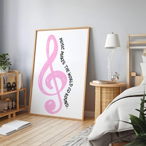 Retro Music Quote Poster, Treble Clef Music Room Decor, Music Education ...