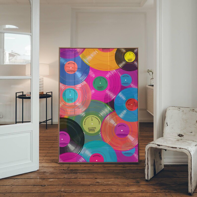 Preppy Vinyl Record Poster, Retro Music Lover Wall Art, Maximalist ...