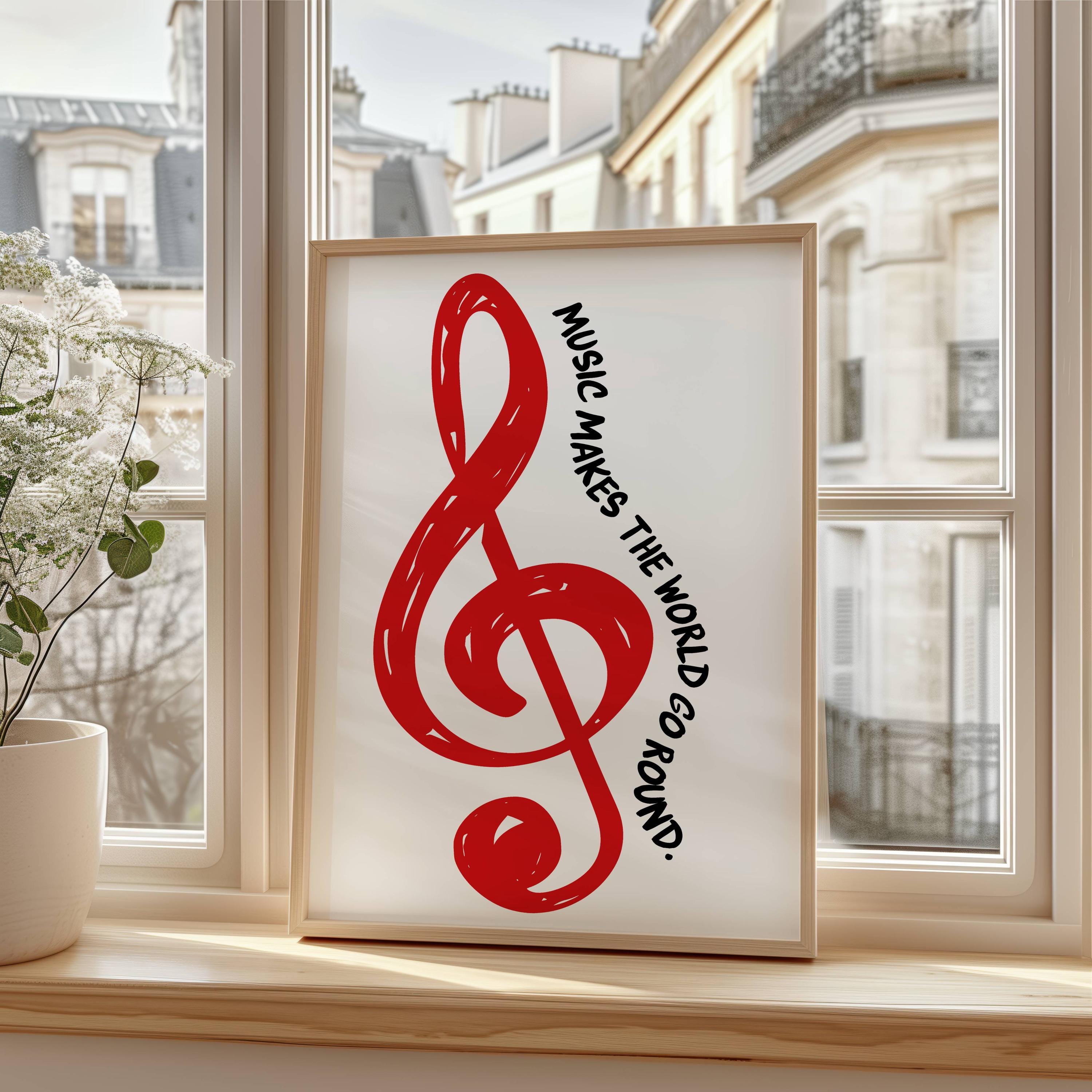 Retro Music Quote Poster, Treble Clef Music Room Decor, Music Education ...