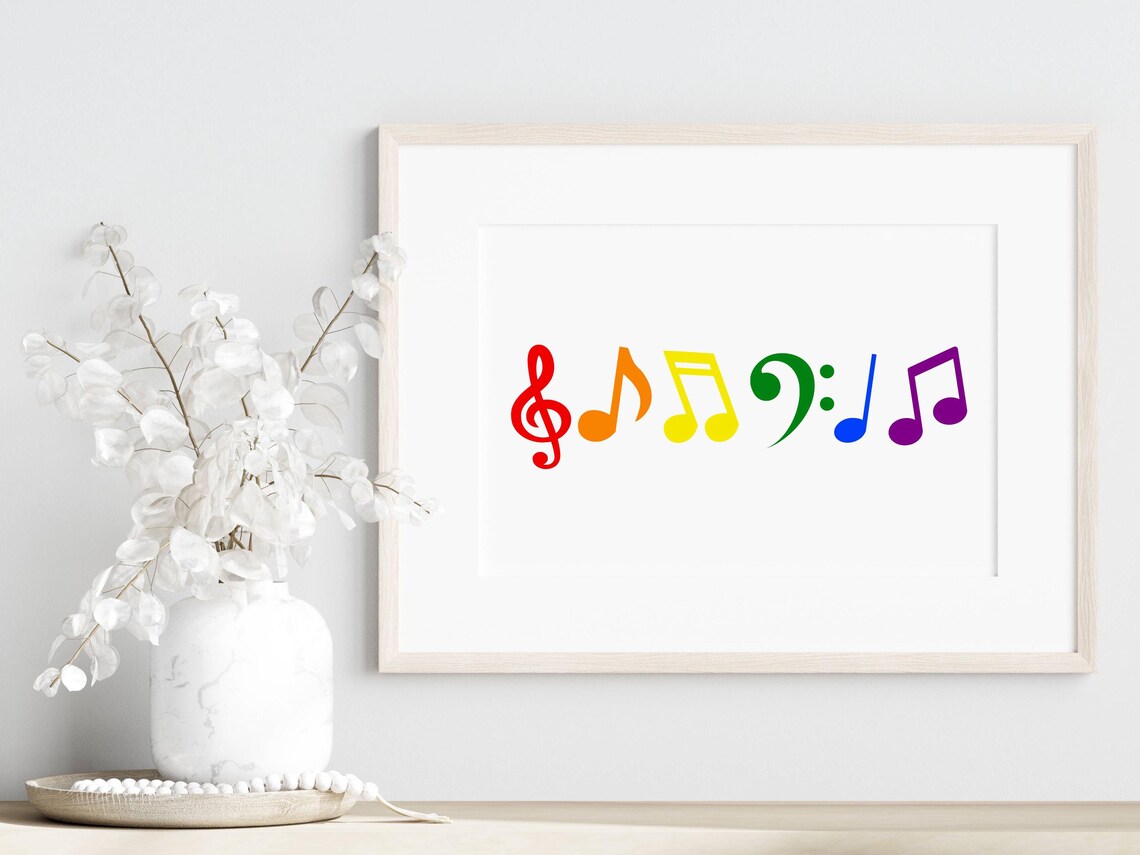 Rainbow Music Notes Poster, Music Teacher Classroom Decor, LGBTQ Pride ...