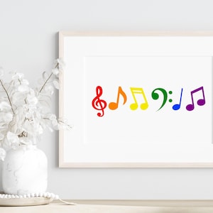 Rainbow Music Notes Poster, Music Teacher Classroom Decor, LGBTQ Pride ...