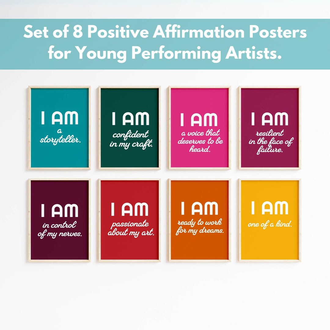 Set of 8 Positive Affirmation Performing Artist Posters, I Am ...