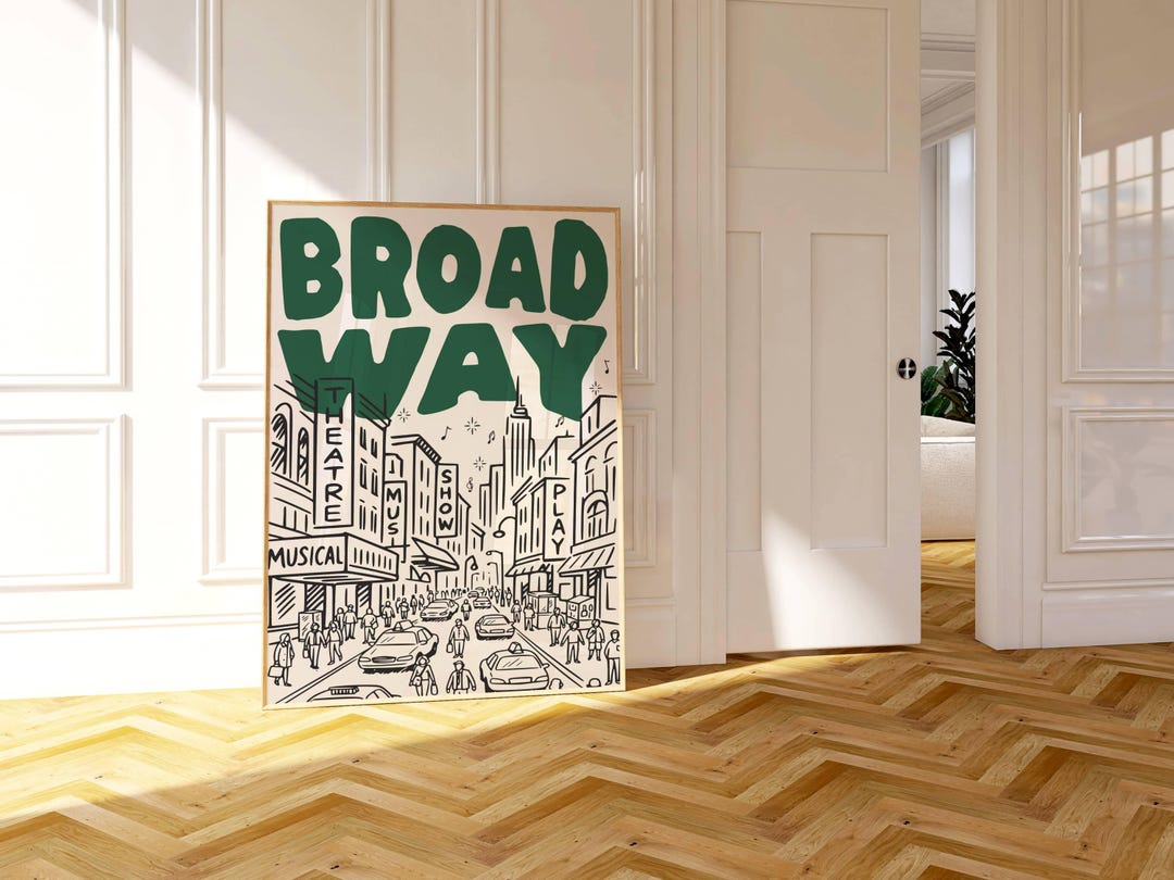 Broadway Line Art Poster, New York Digital Wall Art, Drama Classroom ...