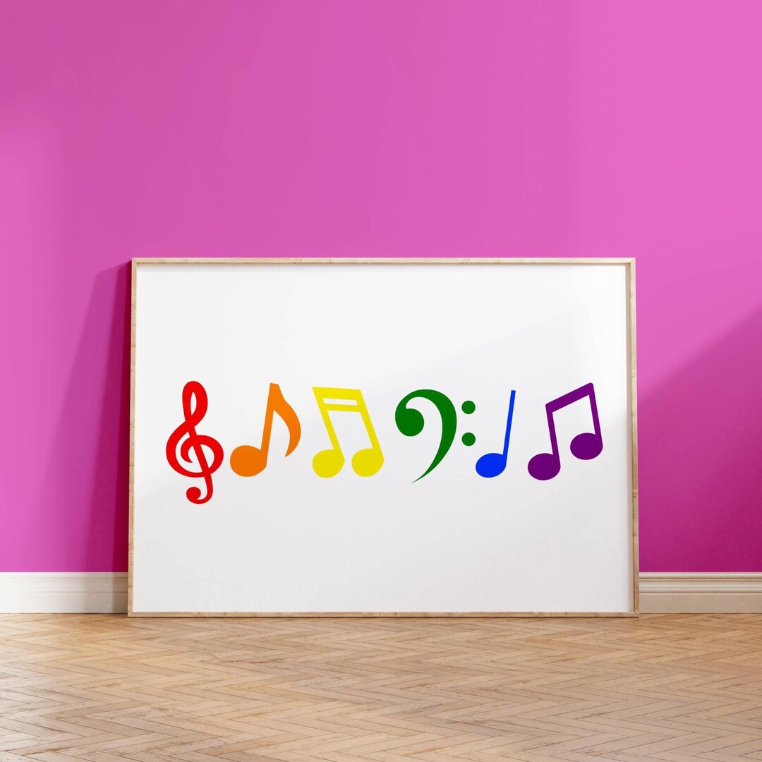Rainbow Music Notes Poster, Music Teacher Classroom Decor, LGBTQ Pride ...