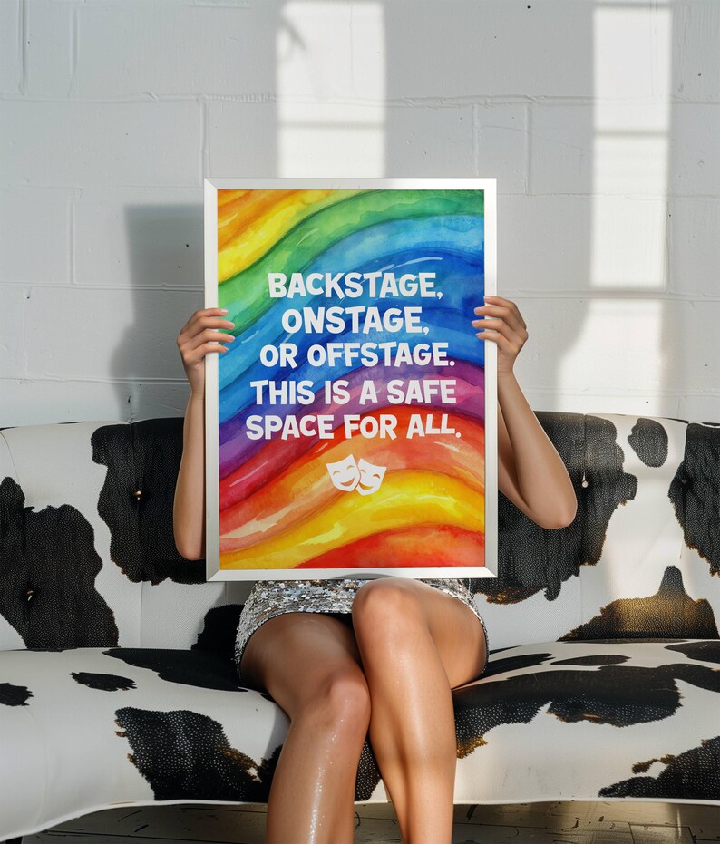 Safe Space Theatre Poster, LGBTQ Rainbow Pride Month Digital Wall Art ...