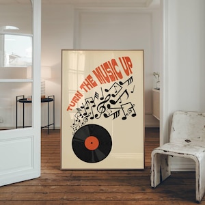 Retro Music Wall Art, Vinyl Record Poster, Music Room Decor, Music Note ...