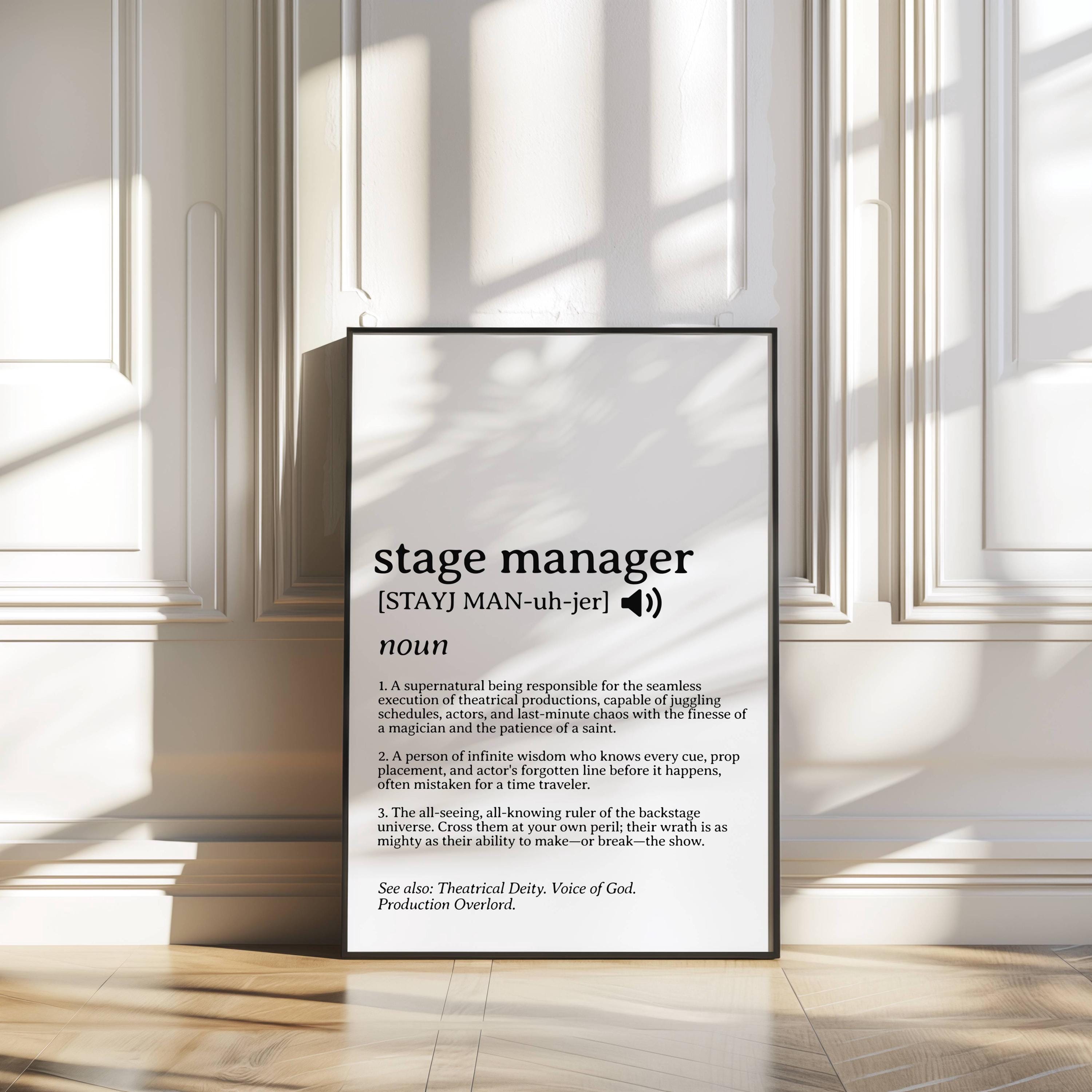 Funny Stage Manager Definition Poster, Digital Wall Art, Drama ...