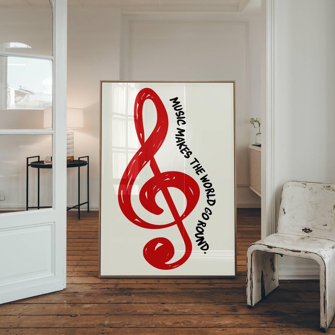 Retro Music Quote Poster, Treble Clef Music Room Decor, Music Education ...