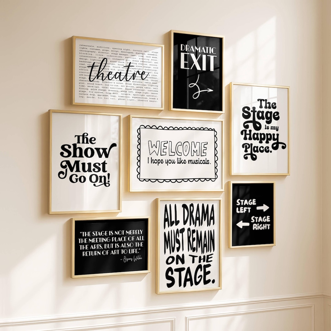 Set of 8 Theatre Lover Posters, B&W Drama Classroom Gallery Wall ...