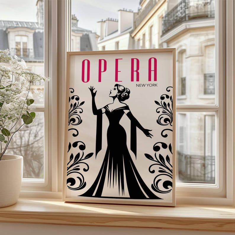 Retro Opera Wall Art, Opera Lover Poster, Elegant Music Room Decor ...