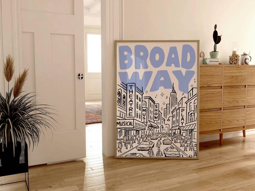Broadway Line Art Poster, New York Digital Wall Art, Drama Classroom ...