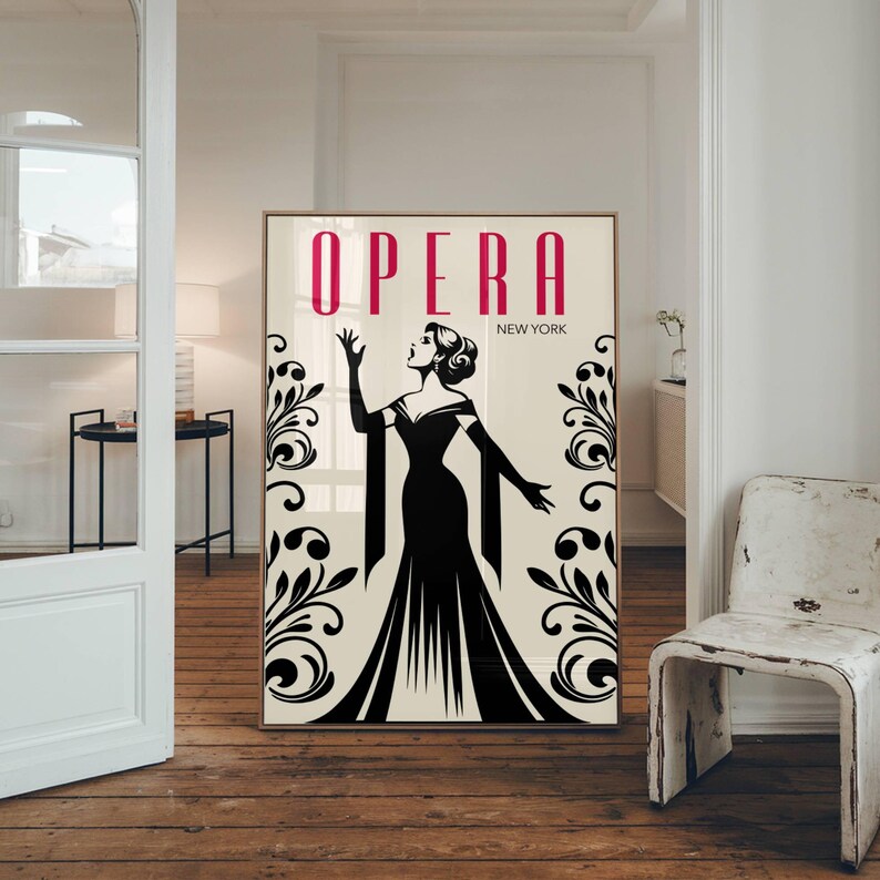 Retro Opera Wall Art, Opera Lover Poster, Elegant Music Room Decor ...