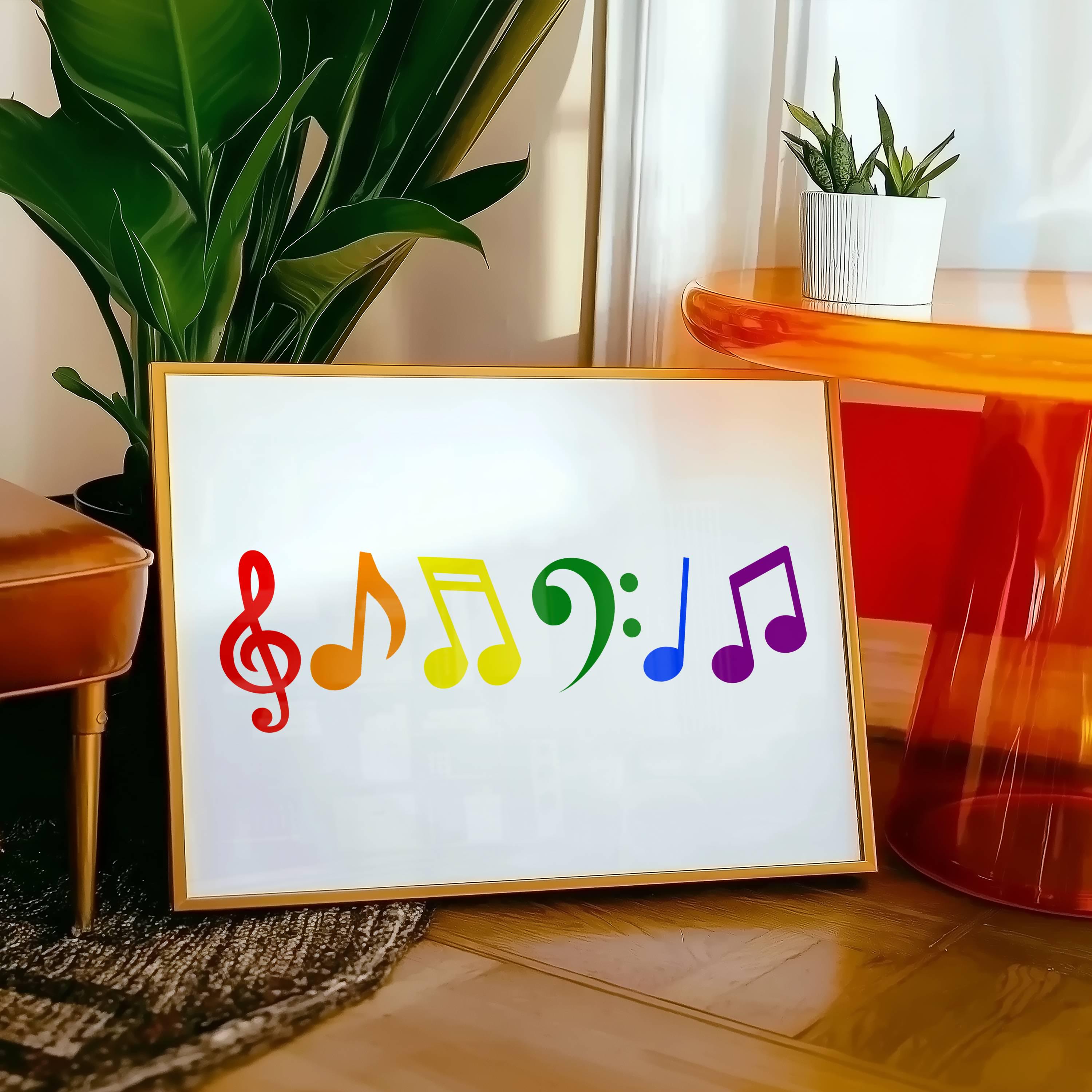 Rainbow Music Notes Poster, Music Teacher Classroom Decor, LGBTQ Pride ...