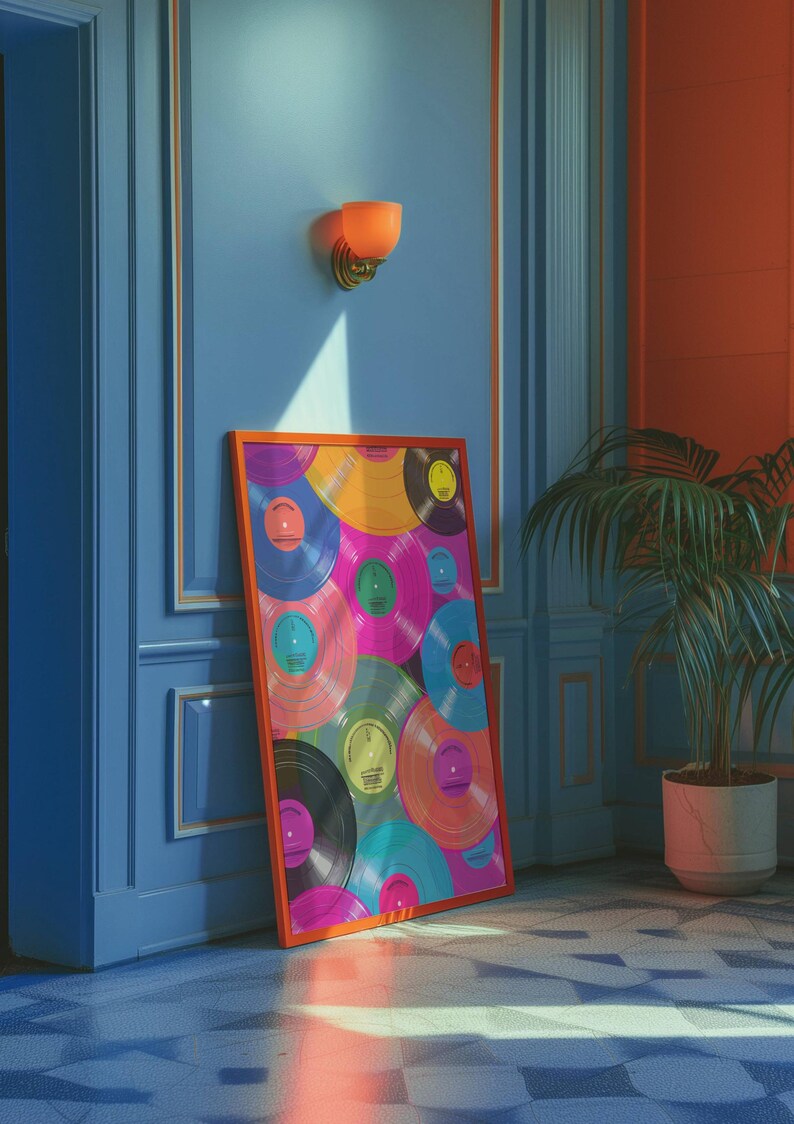 Preppy Vinyl Record Poster, Retro Music Lover Wall Art, Maximalist ...