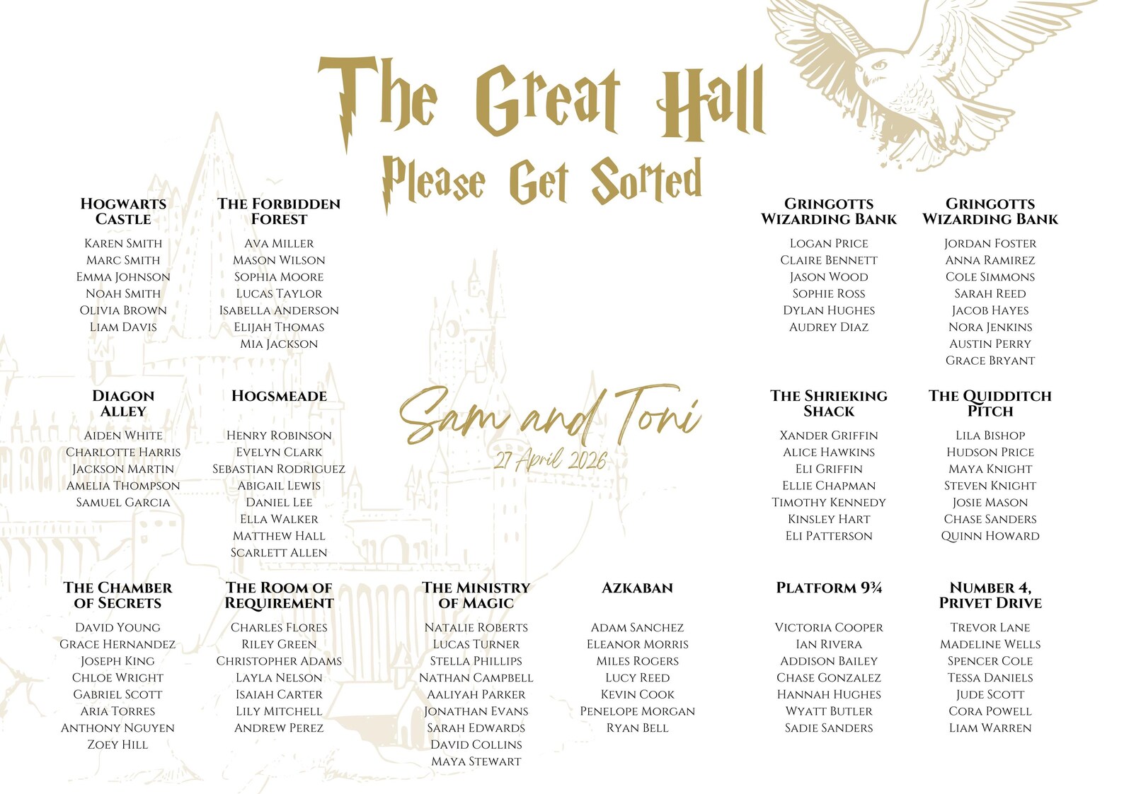 Magical Wedding Seating Chart | Easy-to-edit Canva Template | Editable ...