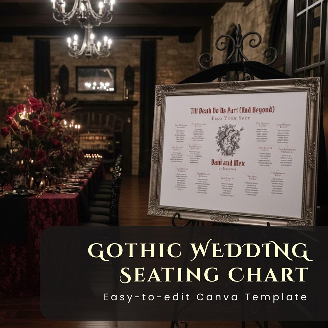 Dark Romance Wedding Seating Chart Template | Gothic Moody Table Plan ...
