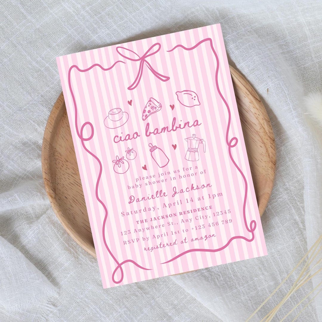 Ciao Baby Shower Invite Ciao Bambina Baby Shower Invitation Template ...