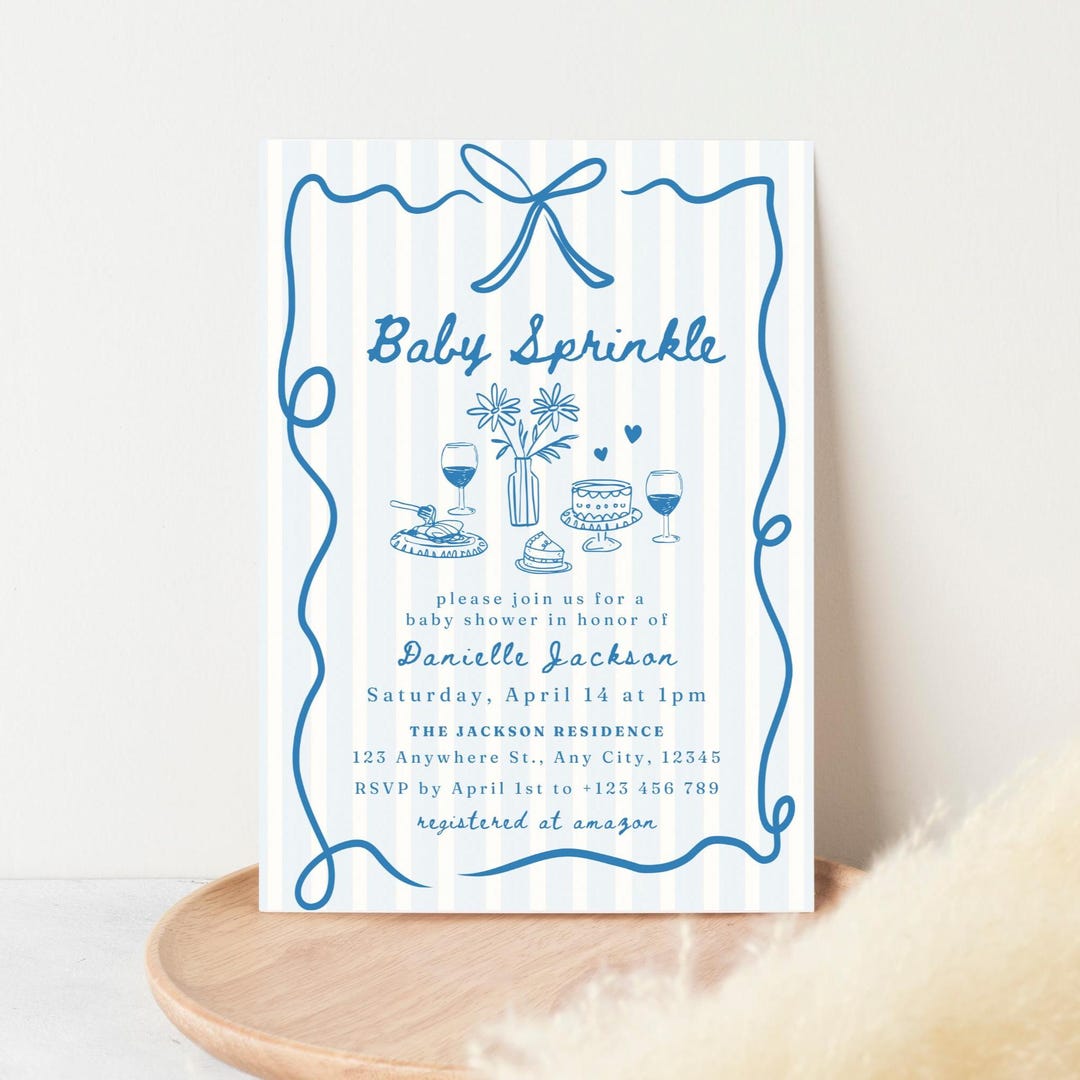 Baby Sprinkle Invite Template Blue Baby Sprinkle Invitation Baby Brunch ...