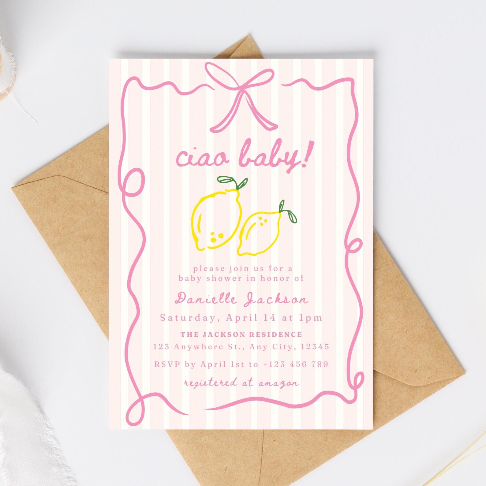 Ciao Baby Shower Invite Ciao Bambino Baby Shower Invitation Template ...