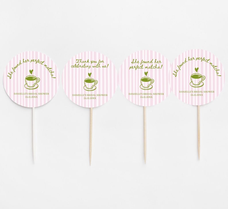 Matcha Bridal Shower Matcha Cup Sticker Label Circle Sticker Template ...