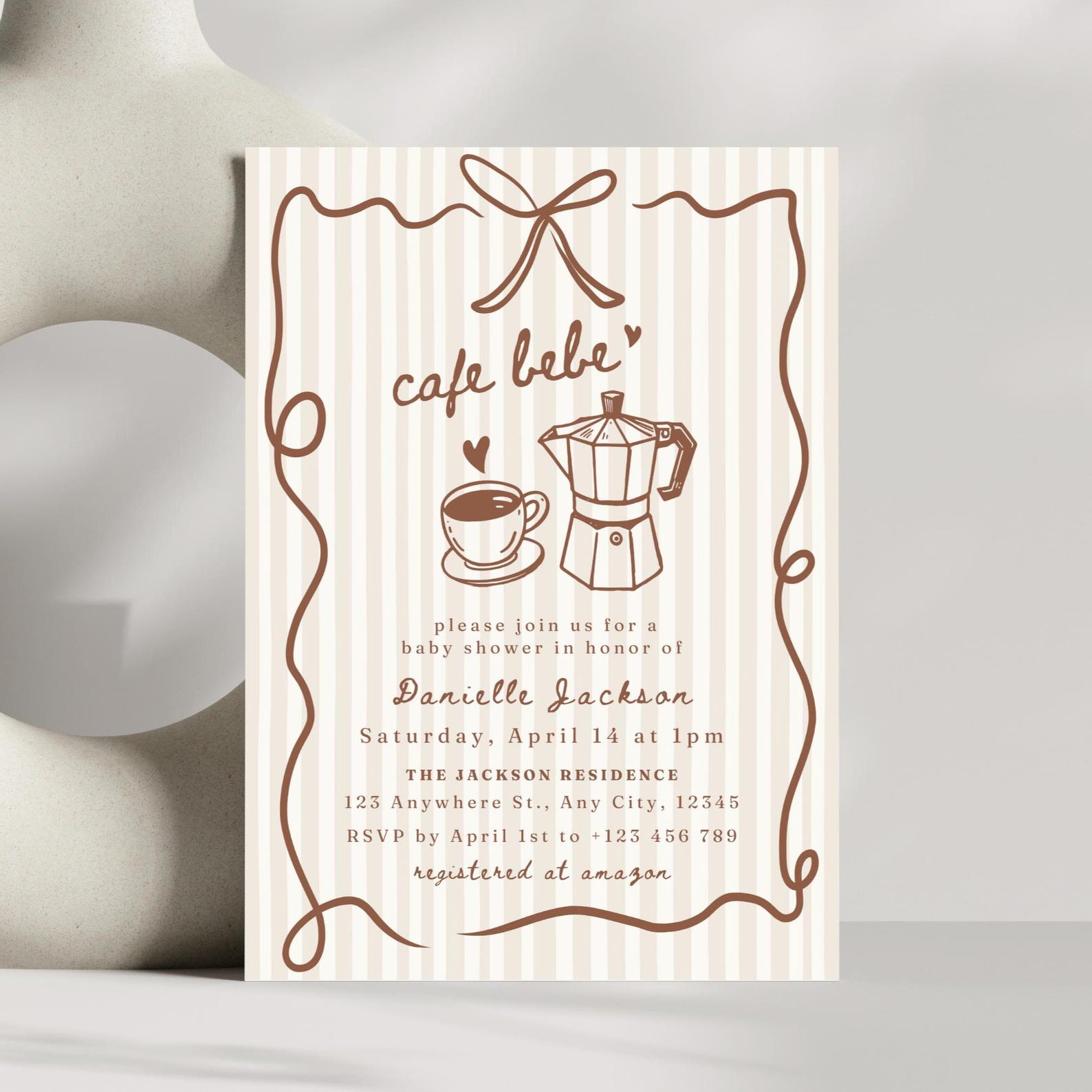 Coffee Baby Shower Invitation Cafe Bebe Baby Shower Invite Coffee Bean ...