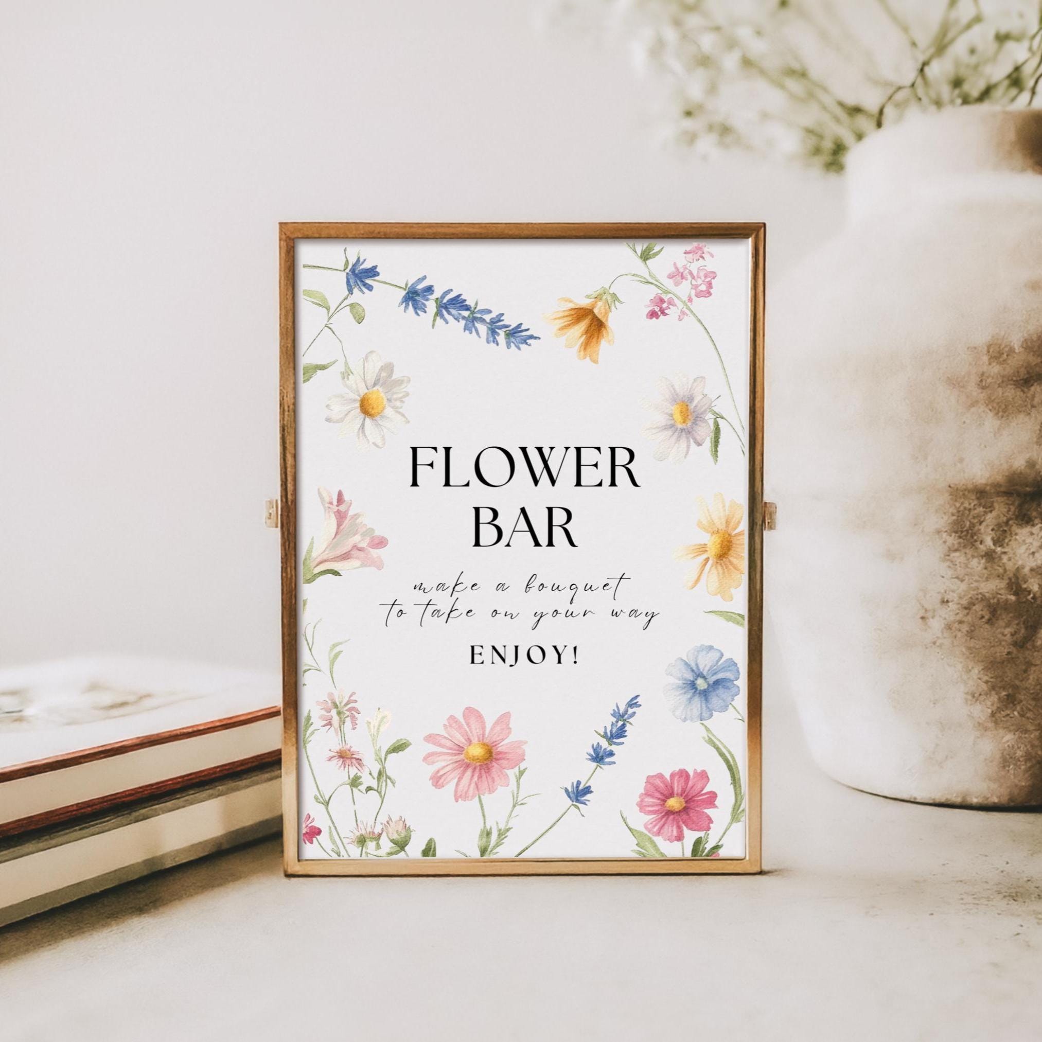 Flower Bar Sign Wildflower Bloom Bar Sign Bridal Shower Flower Bar ...
