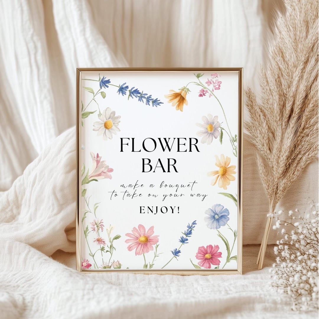 Flower Bar Sign Wildflower Bloom Bar Sign Bridal Shower Flower Bar ...