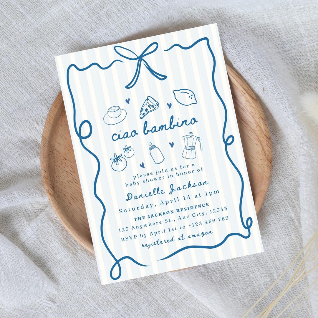 Ciao Bambino Baby Shower Invitation Template (canva Editable) - Etsy