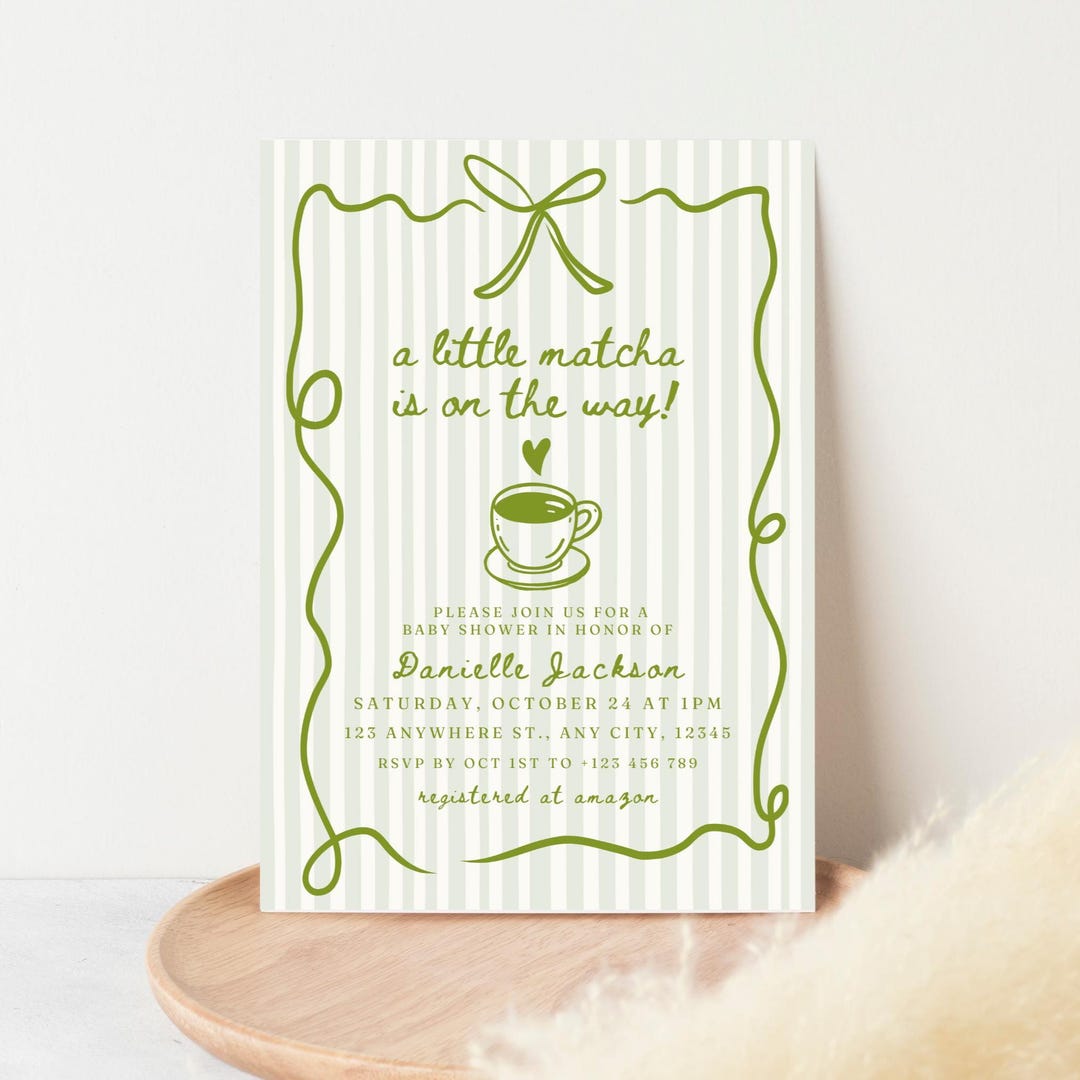 Matcha Baby Shower Invite Matcha Theme Gender Neutral Baby Shower Green ...